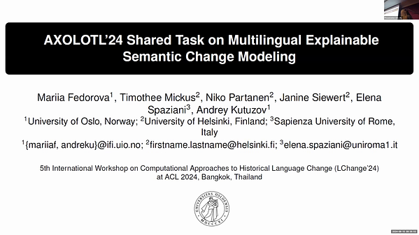 Underline | AXOLOTL’24 Shared Task on Multilingual Explainable Semantic Change Modeling