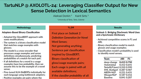 TartuNLP @ AXOLOTL-24: Leveraging Classifier Output for New Sense ...