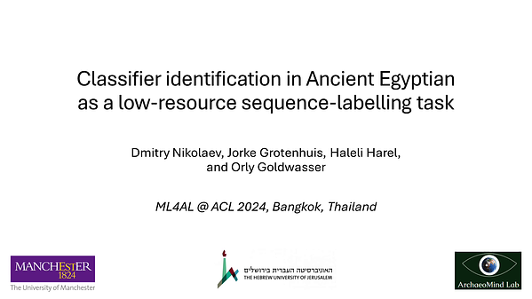 Classifier identification in Ancient Egyptian as a low-resource ...