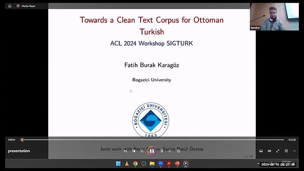 Underline | Towards a Clean Text Corpus for Ottoman Turkish Underline | Towards a Clean Text Corpus for Ottoman Turkish