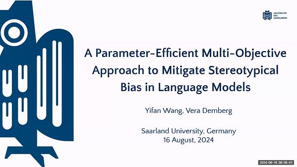 A Parameter-Efficient Multi-Objective Approach to Mitigate Stereotypical Bias in Language Models ...