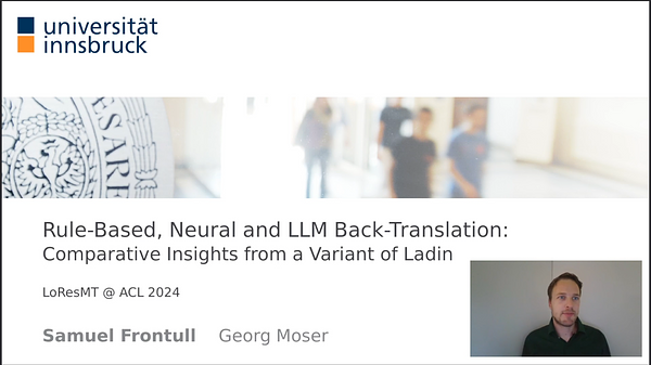 Underline | Rule-Based, Neural and LLM Back-Translation: Comparative Insights from a Variant of ...