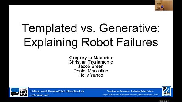 Templated vs. Generative: Explaining Robot Failures | Underline