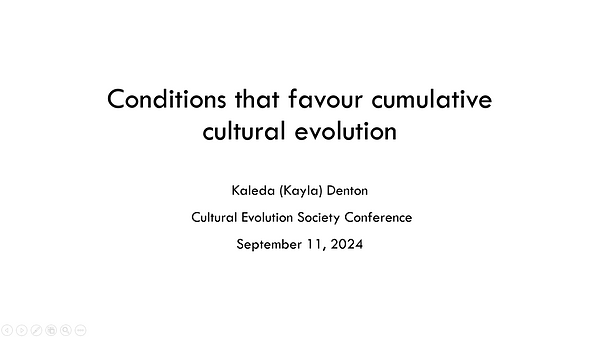 Underline | LIVE - Conditions that favour cumulative cultural evolution