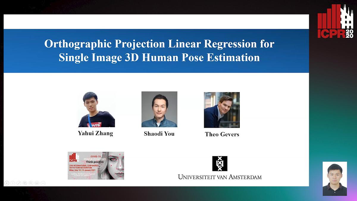 Underline | Orthographic Projection Linear Regression for Single Image 3D Human Pose Estimation
