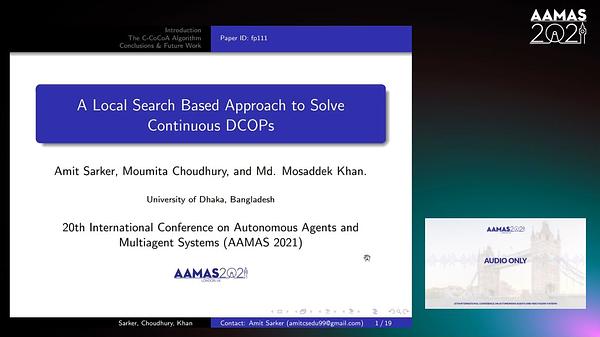 Underline | A Local Search Based Approach to Solve Continuous DCOPs