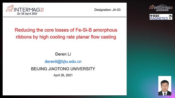 Reducing the Core Losses of Fe-Si-B Amorphous Ribbons by High Cooling ...