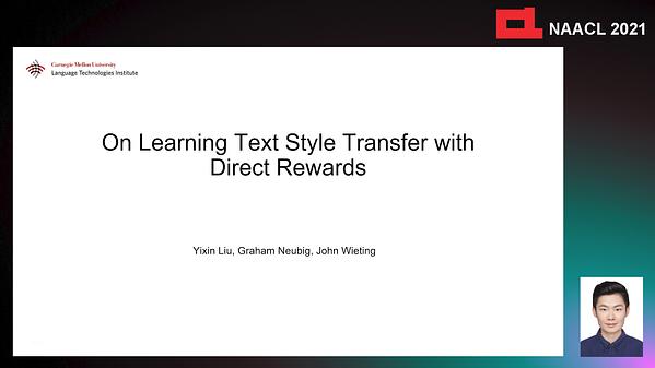 Underline | On Learning Text Style Transfer with Direct Rewards