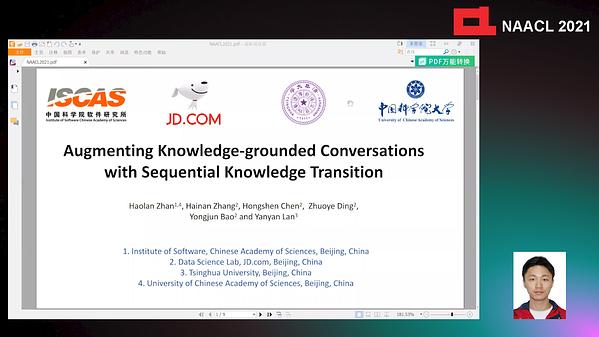 Underline Augmenting Knowledge Grounded Dialog Generation With Sequential Knowledge Transition