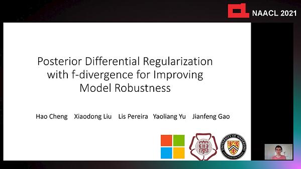 Underline | Posterior Differential Regularization with f-divergence for Improving Model Robustness