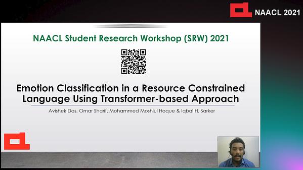 Underline Emotion Classification In A Resource Constrained Language Using Transformer Based