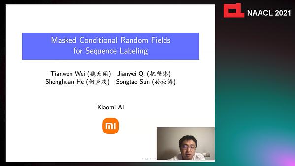 Masked Conditional Random Fields for Sequence Labeling | Underline