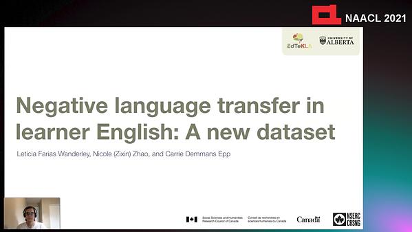 Underline | Negative language transfer in learner English: A new dataset
