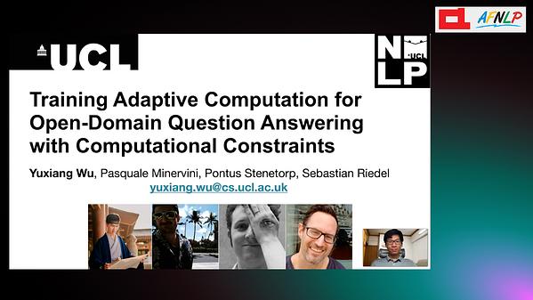 Training Adaptive Computation For Open Domain Question Answering With Computational Constraints