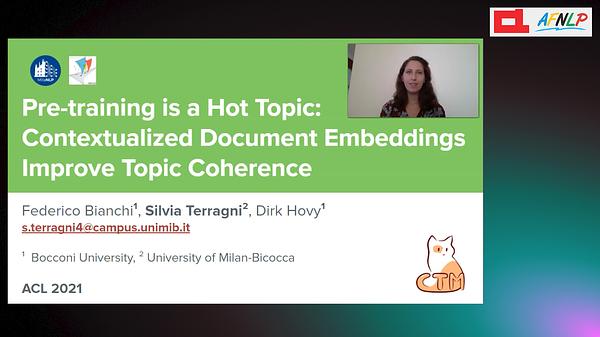 Pre-training is a Hot Topic: Contextualized Document Embeddings Improve Topic Coherence | Underline