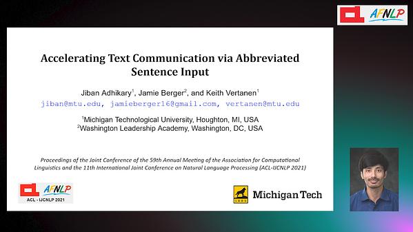 Underline | Accelerating Text Communication via Abbreviated Sentence Input