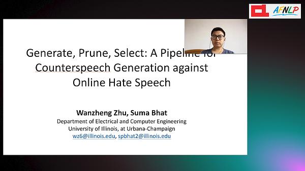Generate, Prune, Select: A Pipeline for Counterspeech Generation against Online Hate Speech ...