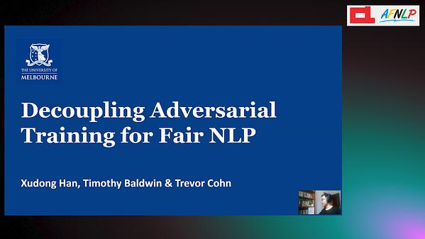 Underline | Decoupling Adversarial Training for Fair NLP