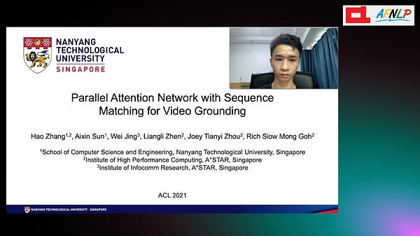 Underline | Parallel Attention Network with Sequence Matching for Video Grounding