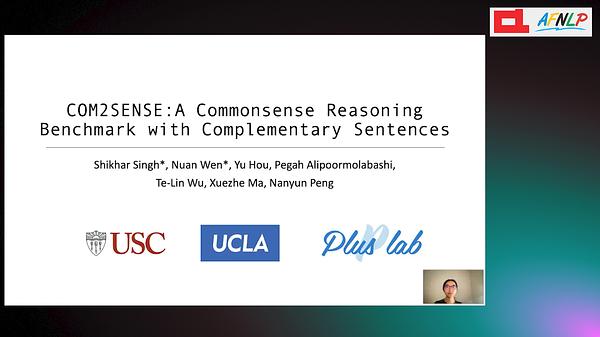 Underline | COM2SENSE: A Commonsense Reasoning Benchmark with Complementary Sentences