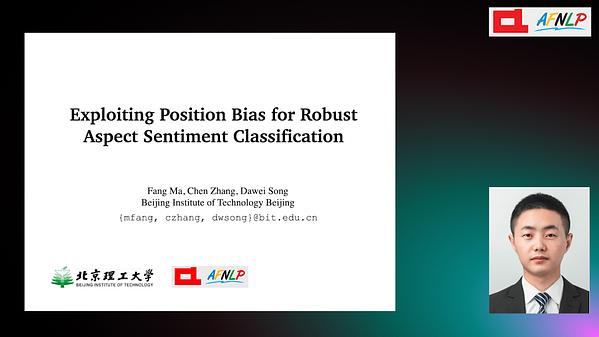 Underline | Exploiting Position Bias for Robust Aspect Sentiment Classification