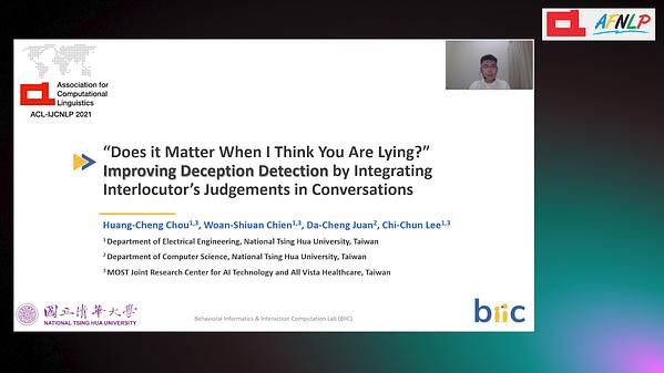 Underline | ``Does it Matter When I Think You Are Lying?" Improving Deception Detection by ...