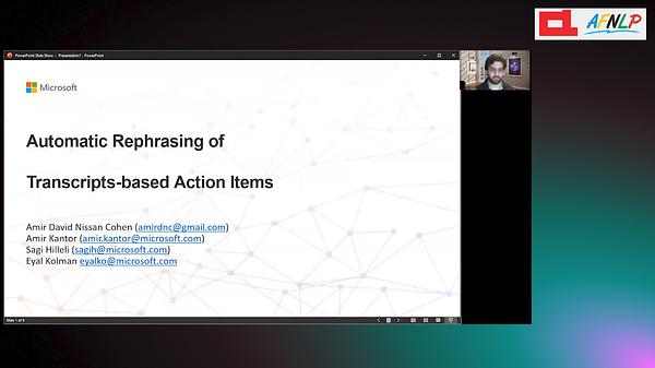 Underline | Automatic Rephrasing of Transcripts-based Action Items