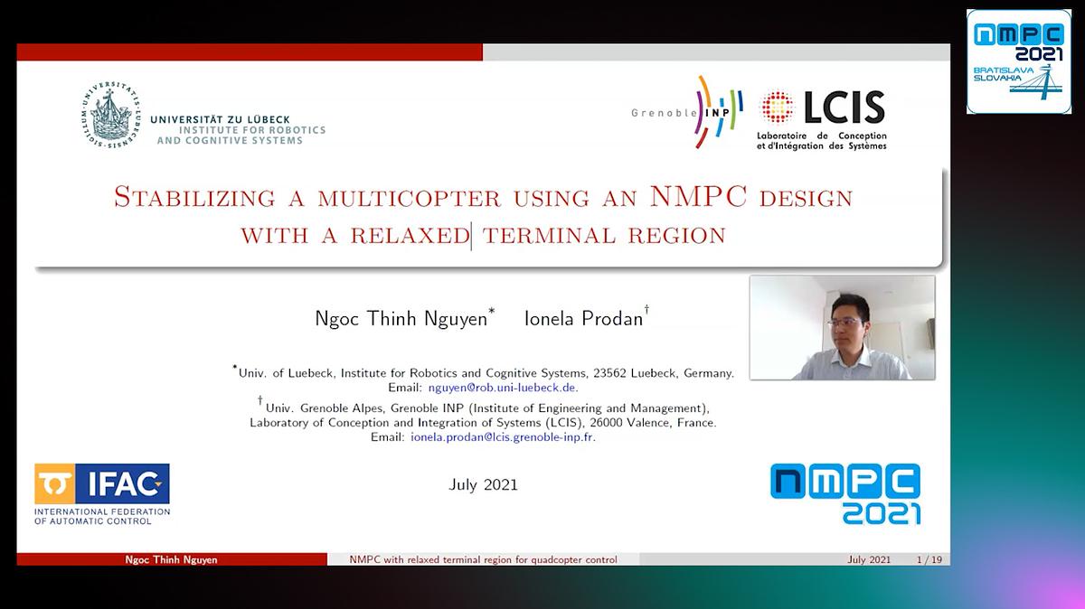 Underline | Stabilizing a multicopter using an NMPC design with a relaxed terminal region