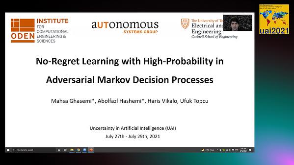 Underline | No-Regret Learning with High-Probability in Adversarial Markov Decision Processes