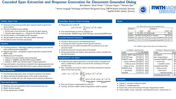 Underline | Cascaded Span Extraction and Response Generation for Document-Grounded Dialog