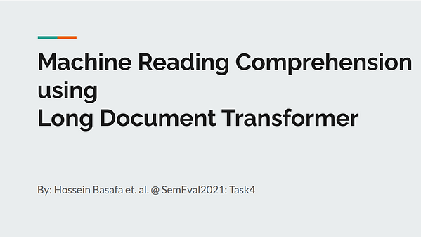 Underline | Machine Reading Comprehension using Long Document Transformer