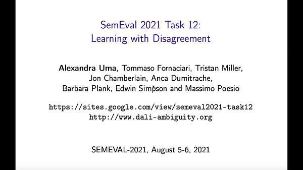 Underline | SemEval 2021 Task 12: Learning with Disagreement Underline | SemEval 2021 Task 12: Learning with Disagreement