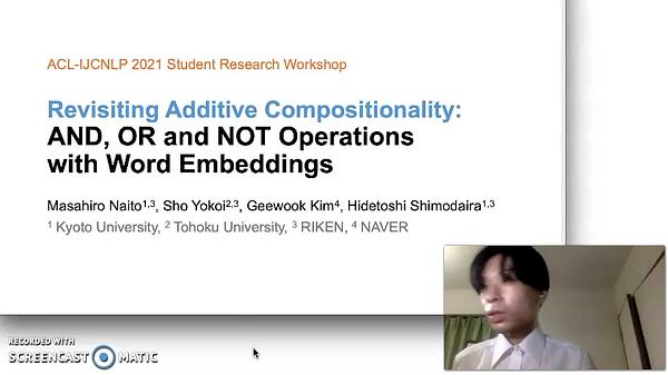 Revisiting Additive Compositionality: AND, OR and NOT Operations with Word Embeddings | Underline