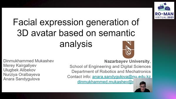 Underline | Facial Expression Generation of 3D Avatar Based on Semantic ...