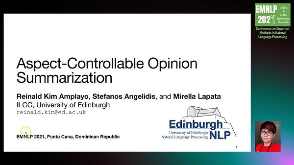 Underline | Aspect-Controllable Opinion Summarization