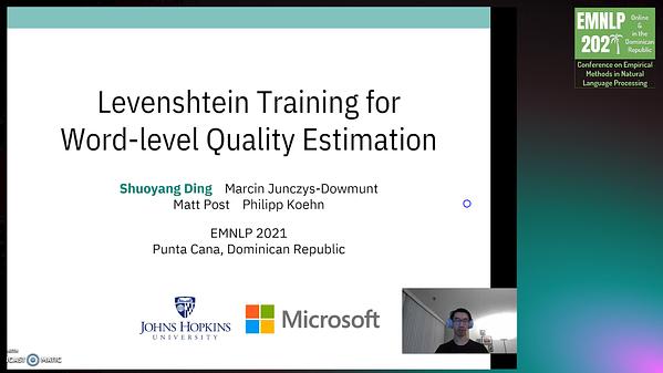 Underline | Levenshtein Training for Word-level Quality Estimation