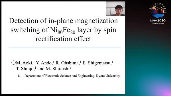 Detection of in-plane magnetization switching of Ni80Fe20 layer by spin ...