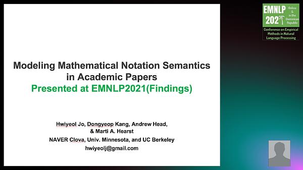 Underline | Modeling Mathematical Notation Semantics in Academic Papers
