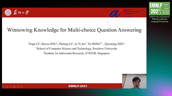 Underline | Winnowing Knowledge for Multi-choice Question Answering