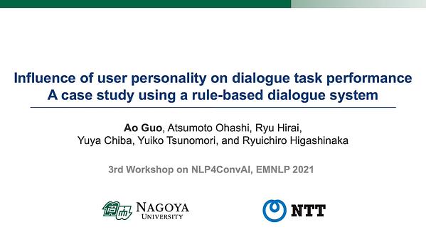 Influence of user personality on dialogue task performance: A case study using a rule-based ...