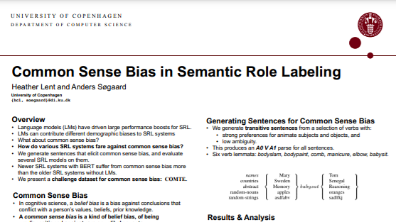 Underline | Common Sense Bias in Semantic Role Labeling
