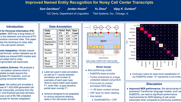 Improved Named Entity Recognition for Noisy Call Center Transcripts | Underline