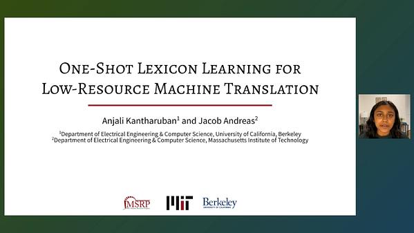 Underline | One-Shot Lexicon Learning for Low-Resource Machine Translation