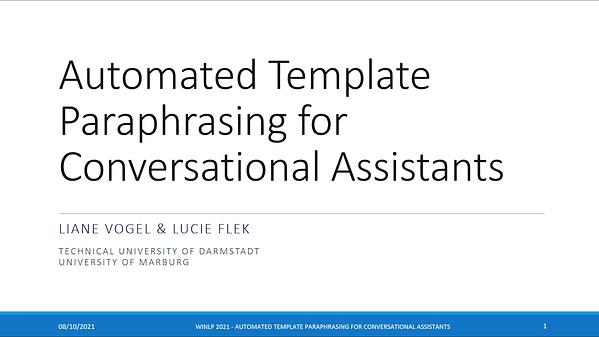 Underline | Automated Template Paraphrasing for Conversational Assistants
