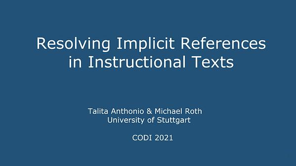 Underline | Resolving Implicit References in Instructional Texts
