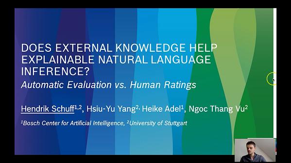 Does External Knowledge Help Explainable Natural Language Inference? Automatic Evaluation vs ...
