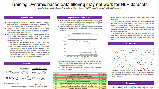 Training Dynamic based data filtering may not work for NLP datasets | Underline