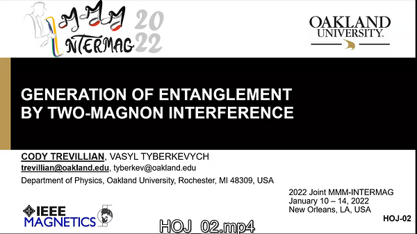 Underline | Generation of Entanglement by Two-Magnon Interference