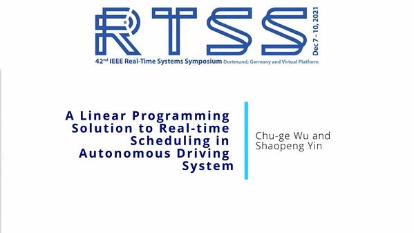 Underline | A Linear Programming Solution to Real-time Scheduling in Autonomous Driving System
