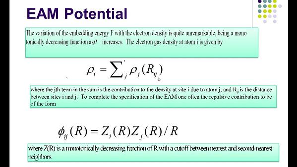 Underline | Molecular Dynamics MOOC 10.2.1. Many-body Potentials for Metals